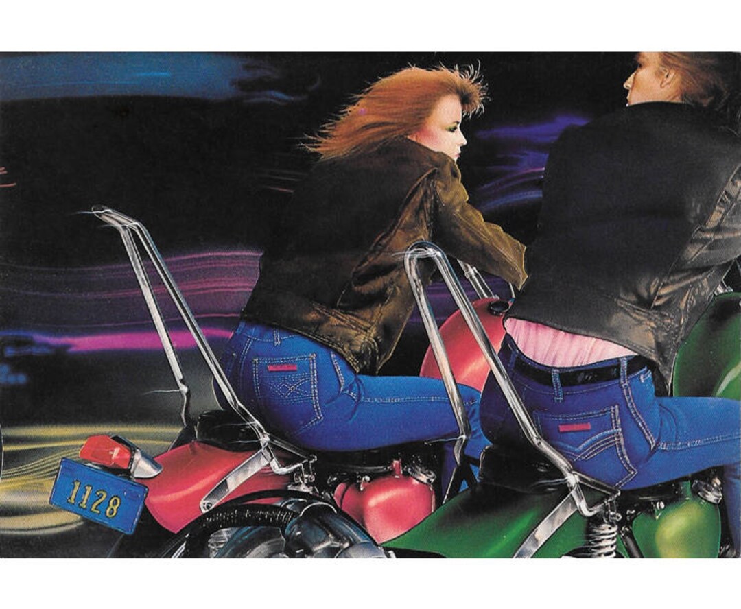 Vintage Paper Moon Graphics Greeting Card, Motorcycles, Leather Jackets ...