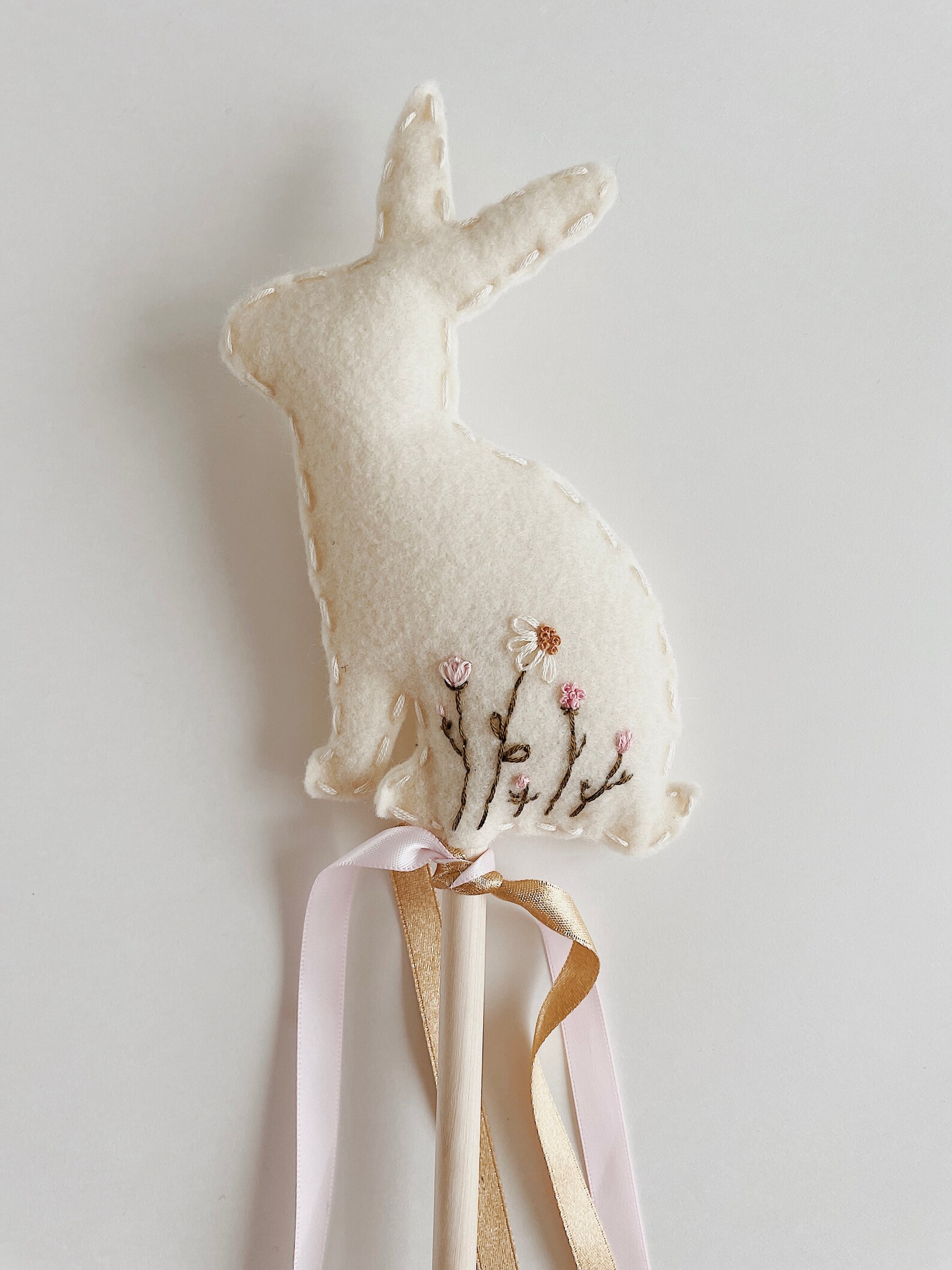 Embroidered Bunny Wand / Easter Basket Stuffer / Easter Gift - Etsy