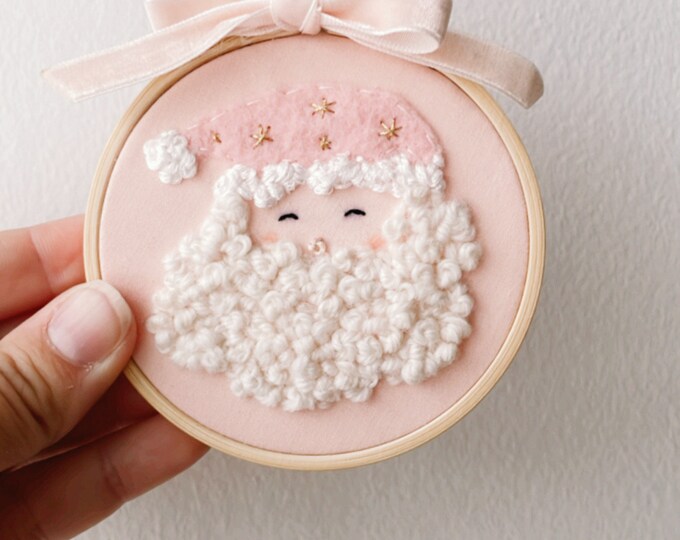 Embroidered Santa Ornament - Etsy