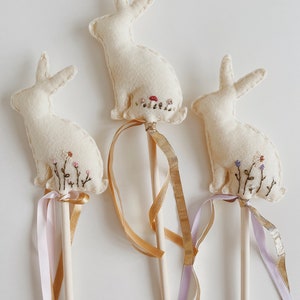 Embroidered Bunny Wand / Easter Basket Stuffer / Easter Gift - Etsy