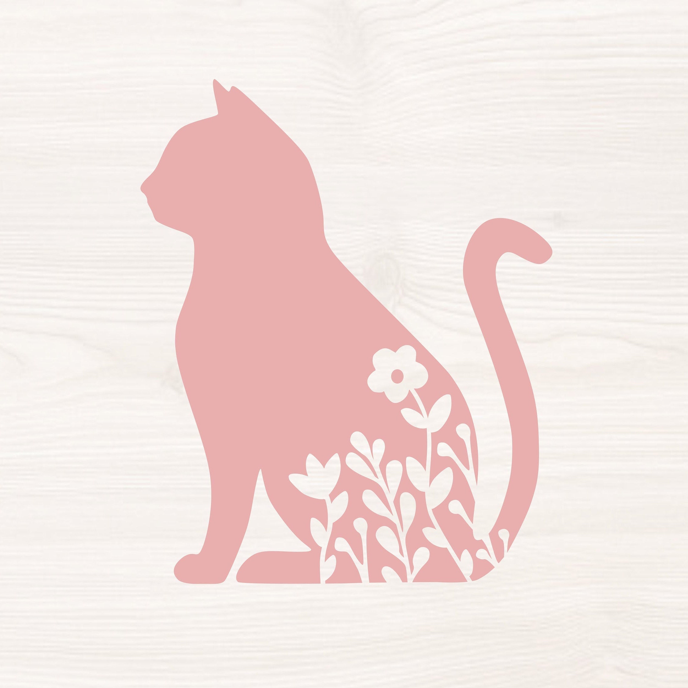 Floral Cat SVG PNG Files for Cutting Machines Digital - Etsy Norway