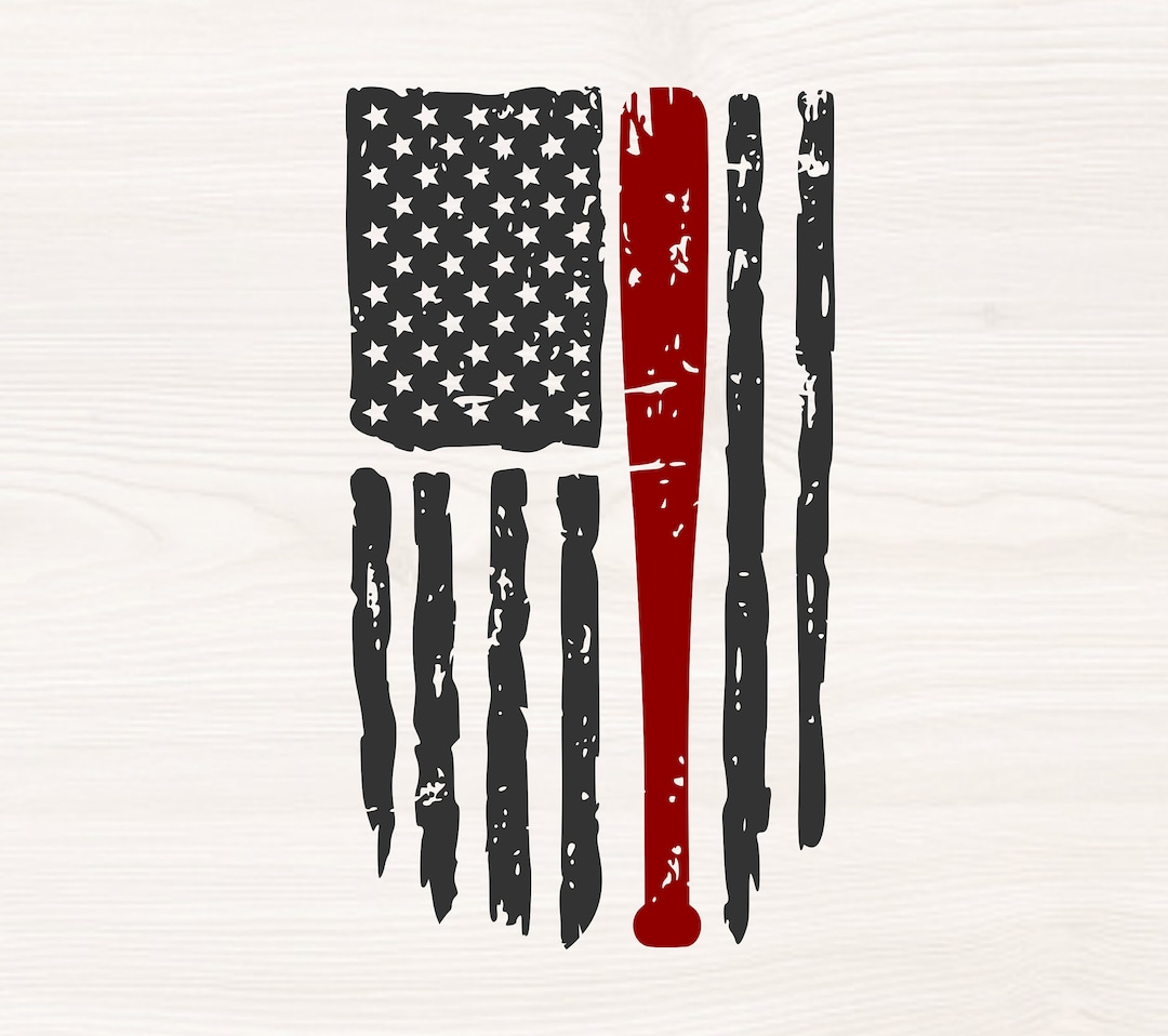 Baseball Bat on American Flag SVG PNG Files for Cutting Machines ...