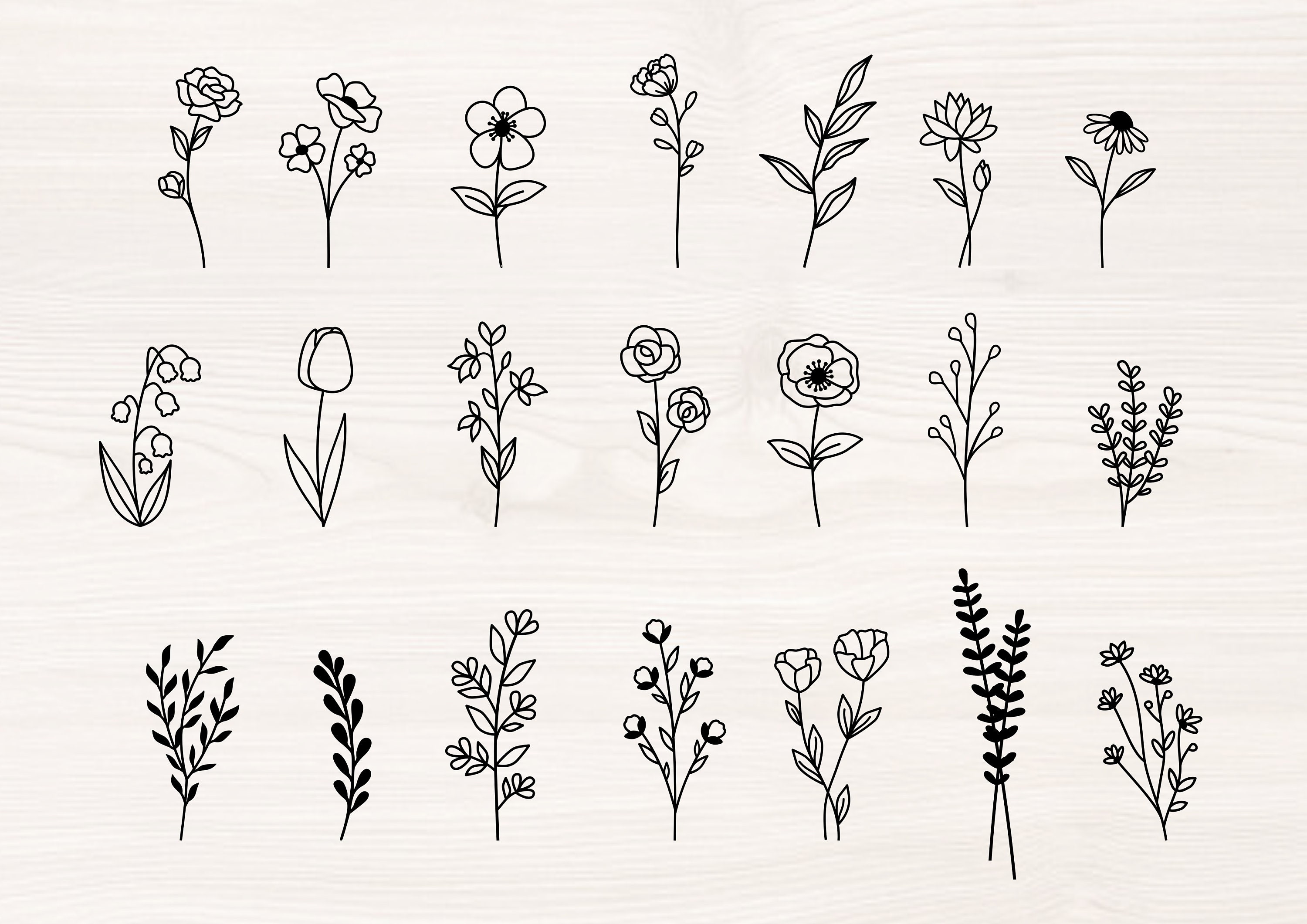 Wild Flowers Bundle SVG PNG Files for Cutting Machines - Etsy Canada