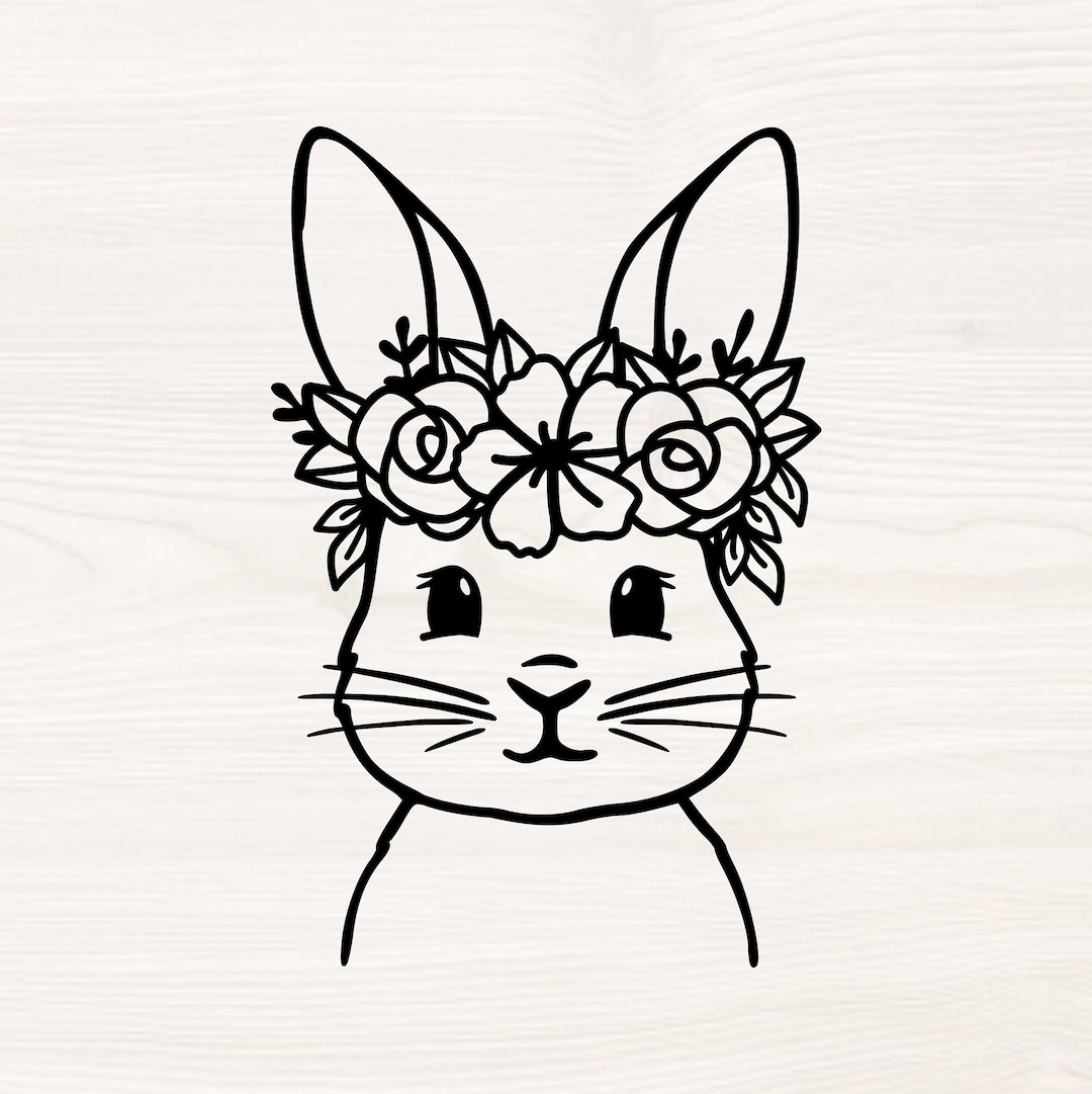 Hase mit Blumenkrone SVG PNG Dateien für Schneidemaschinen, digitale Clipart, Ostern, Frühling ...