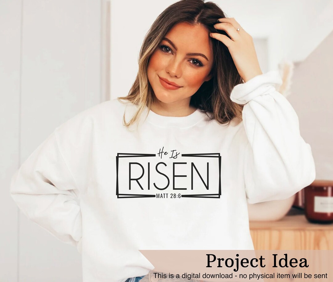 He is Risen Square Frame SVG PNG Files for Cutting Machines, Digital ...