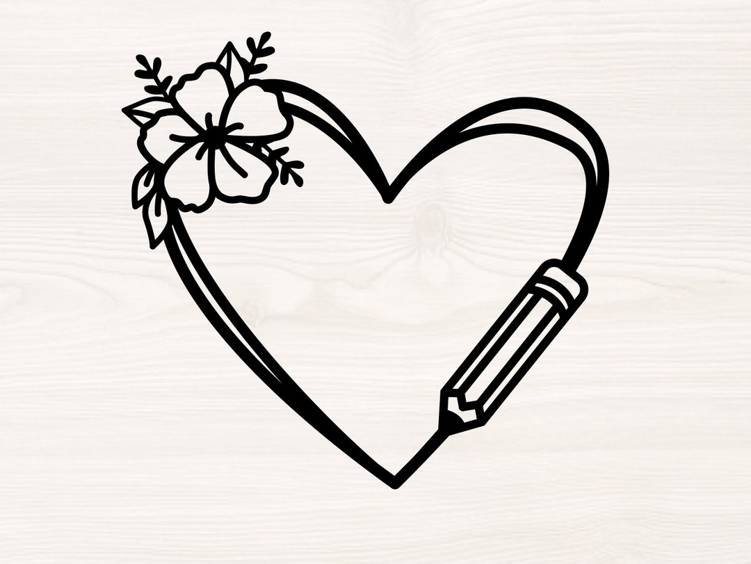 Teacher Floral Heart SVG PNG Files for Cutting Machines, Digital ...