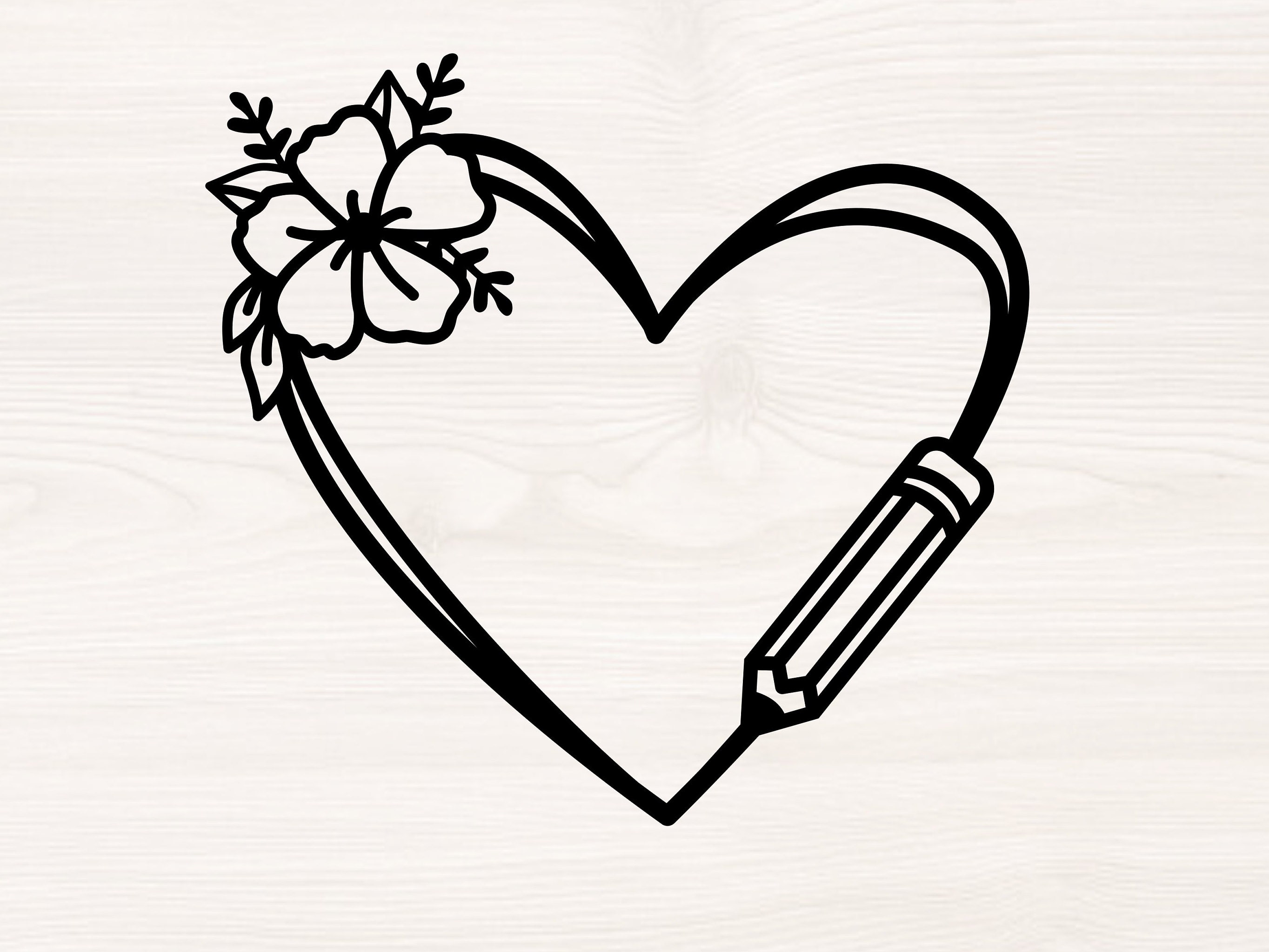 Teacher Floral Heart SVG PNG Files for Cutting Machines, Digital ...