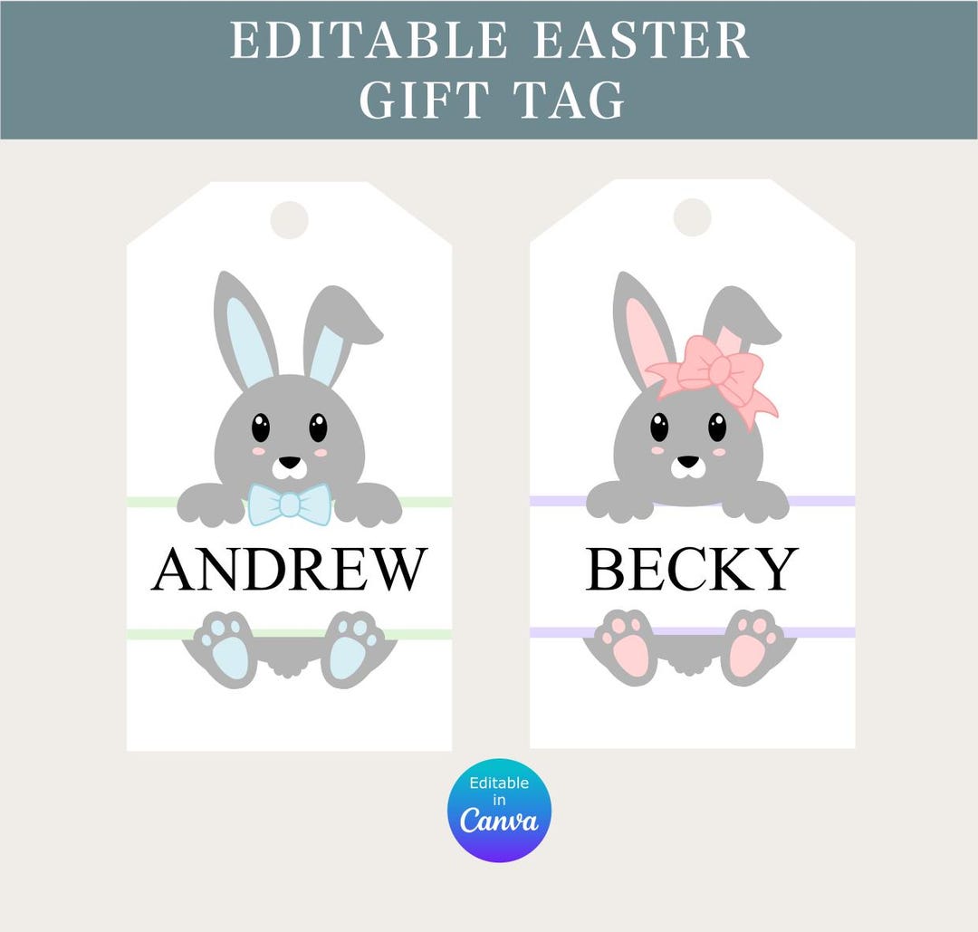 Editable Easter Gift Tag - Printable Canva Template (digital Download ...