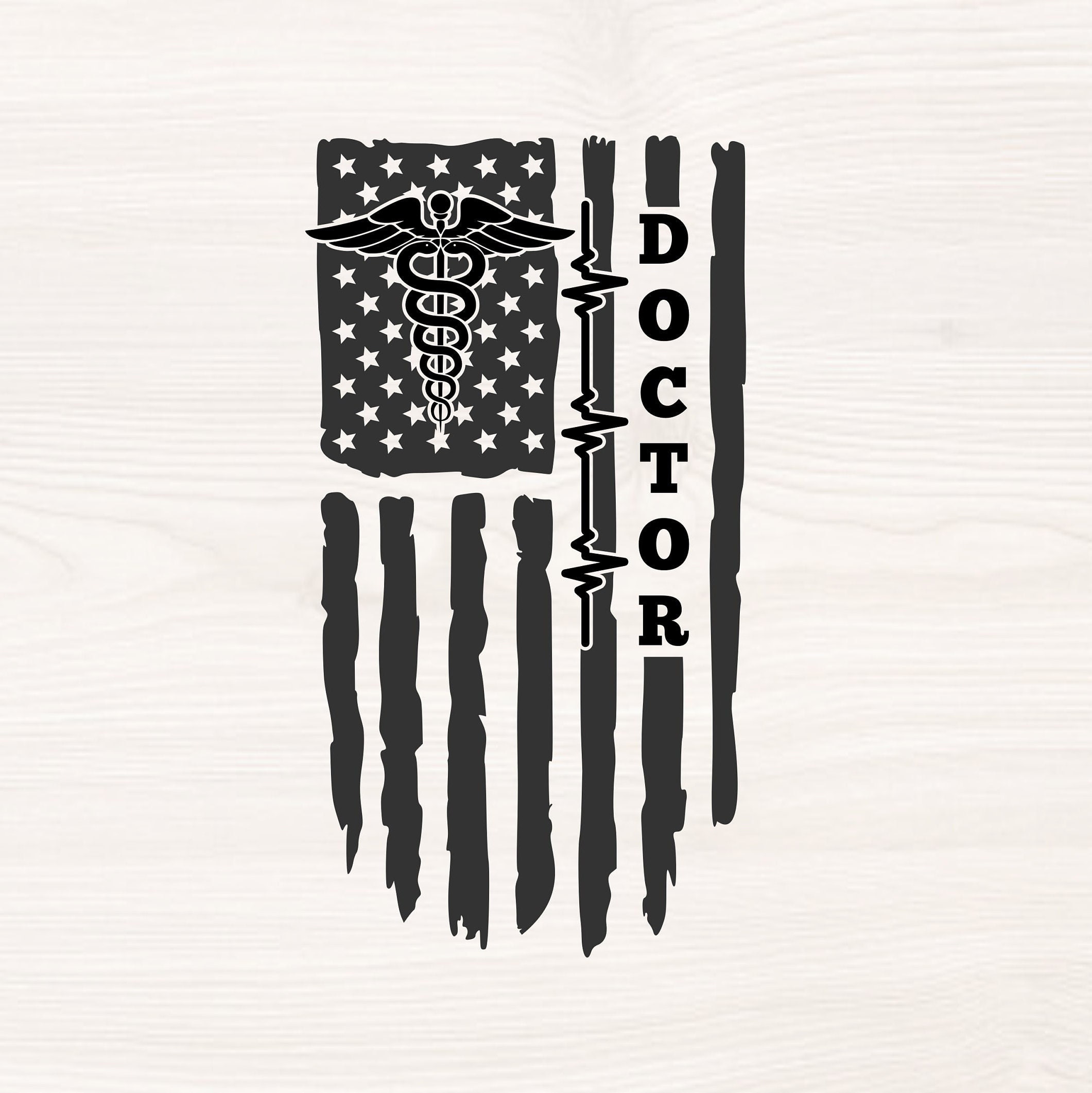Doctor and Caduceus on American Flag SVG PNG Files for Cutting Machines ...