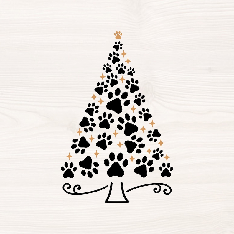 Paw Christmas Tree SVG PNG Files for Cutting Machines, Digital Clipart ...