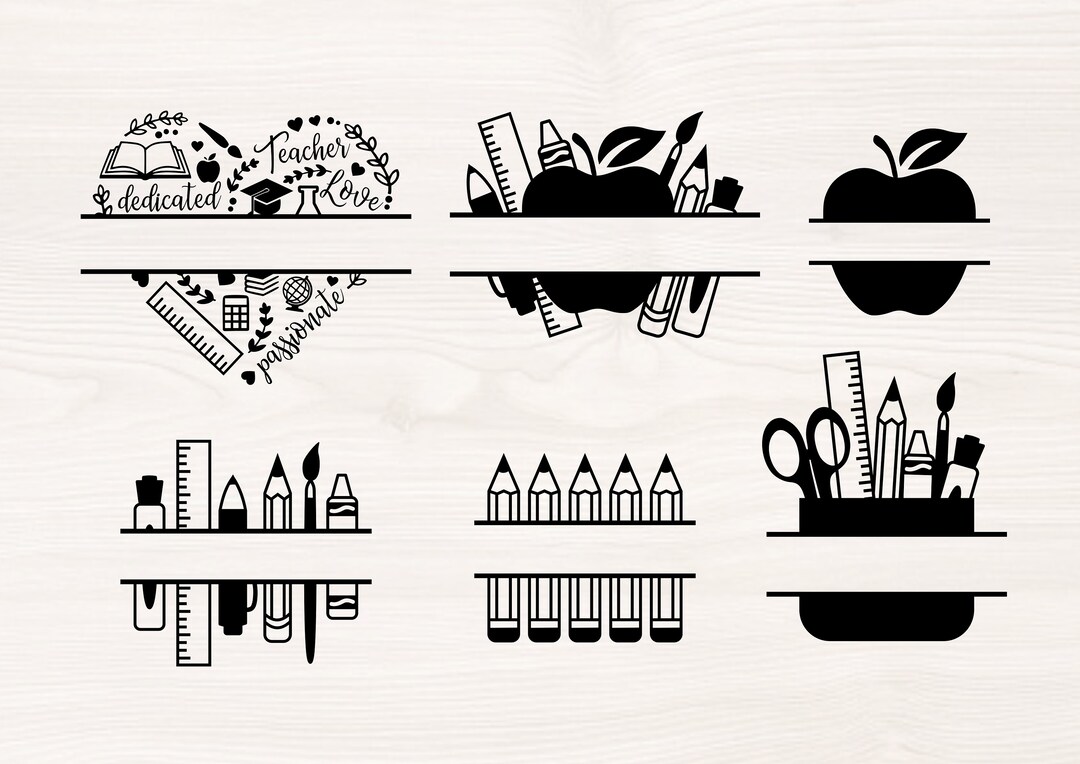 Teacher Split Monogram Bundle, SVG PNG Files for Cutting Machines ...