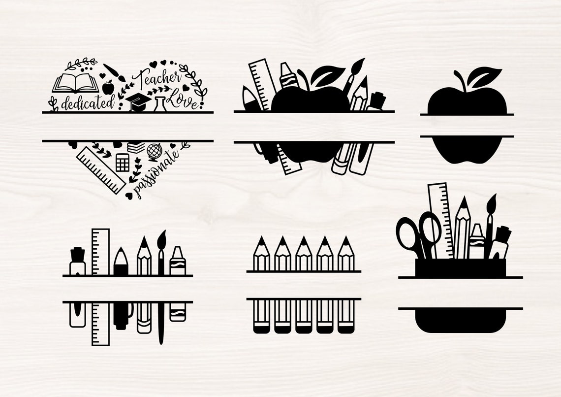 Teacher Split Monogram Bundle, SVG PNG Files for Cutting Machines ...