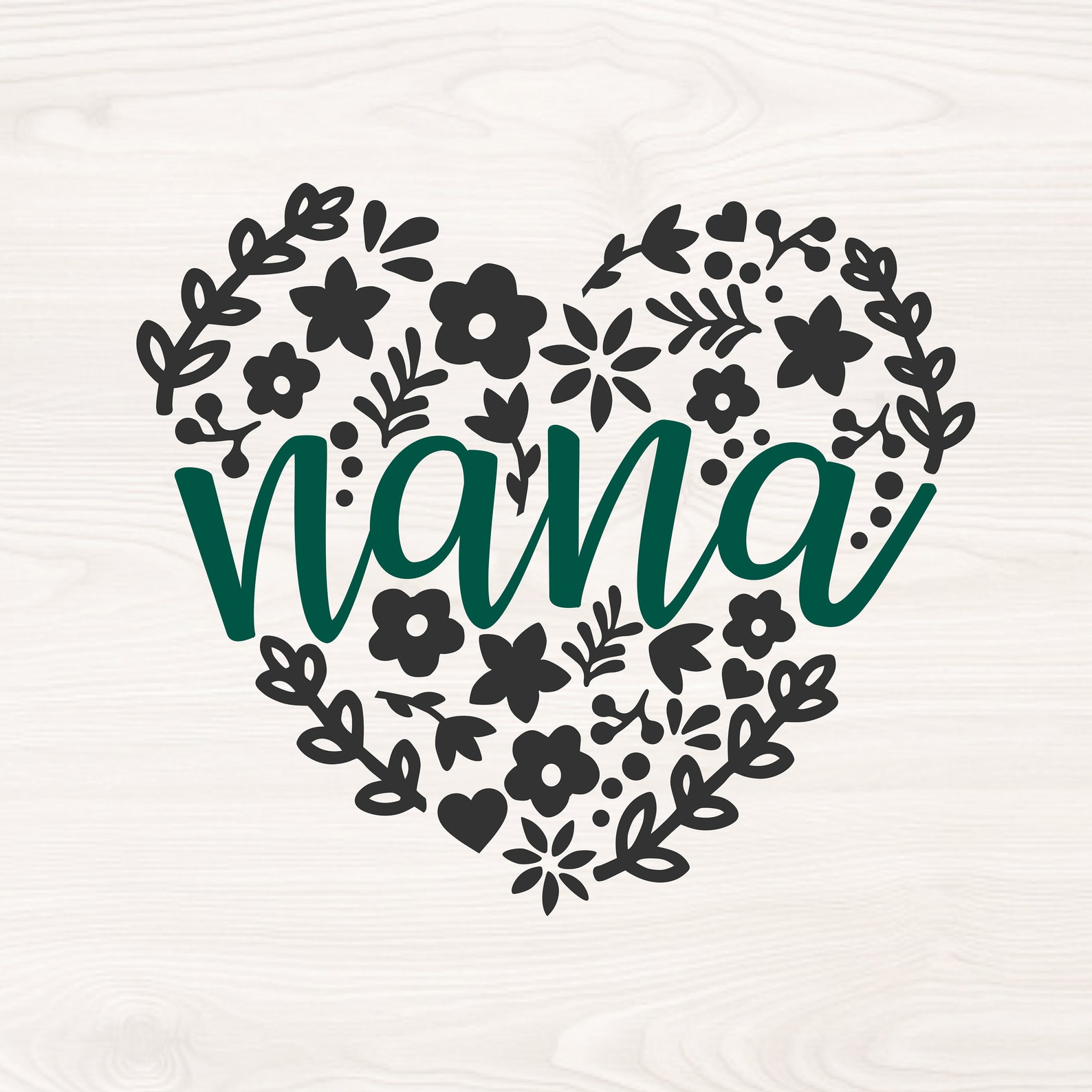Nana Heart Floral SVG PNG Files for Cutting Machines Digital - Etsy
