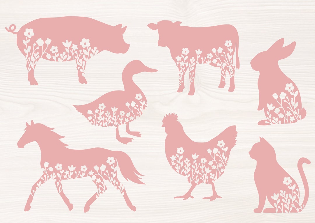 Floral Animals SVG PNG Files for Cutting Machines, Digital Clipart ...