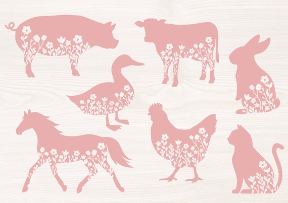 Floral Animals SVG PNG Files for Cutting Machines Digital - Etsy Canada