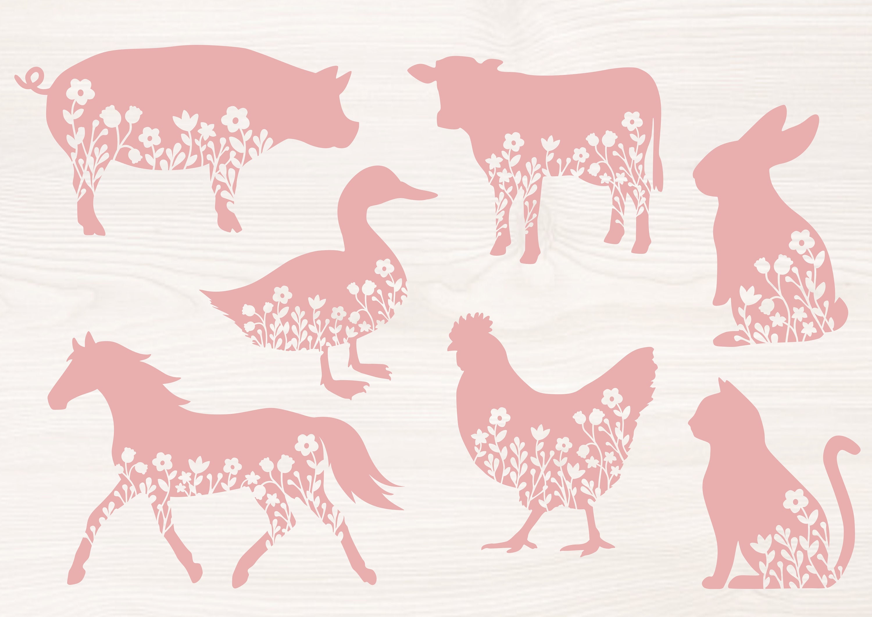 Floral Animals SVG PNG Files for Cutting Machines Digital - Etsy Canada