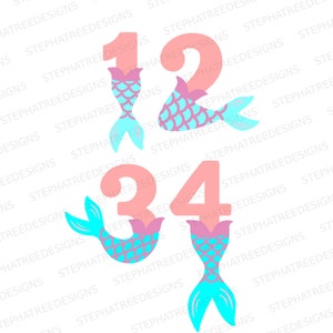 Mermaid Numbers, SVG PNG Files for Cutting Machines, Digital Clipart ...