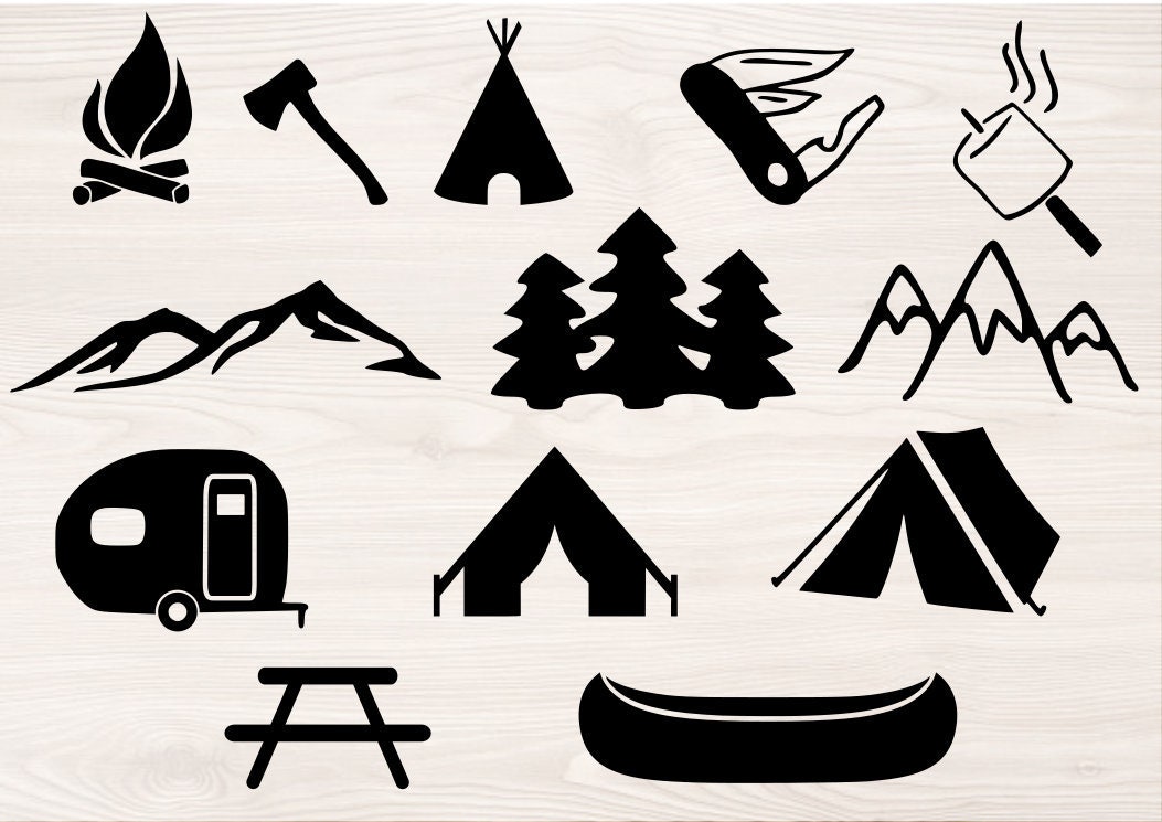 Camping Icon Bundle SVG PNG Files for Cutting Machines | Etsy