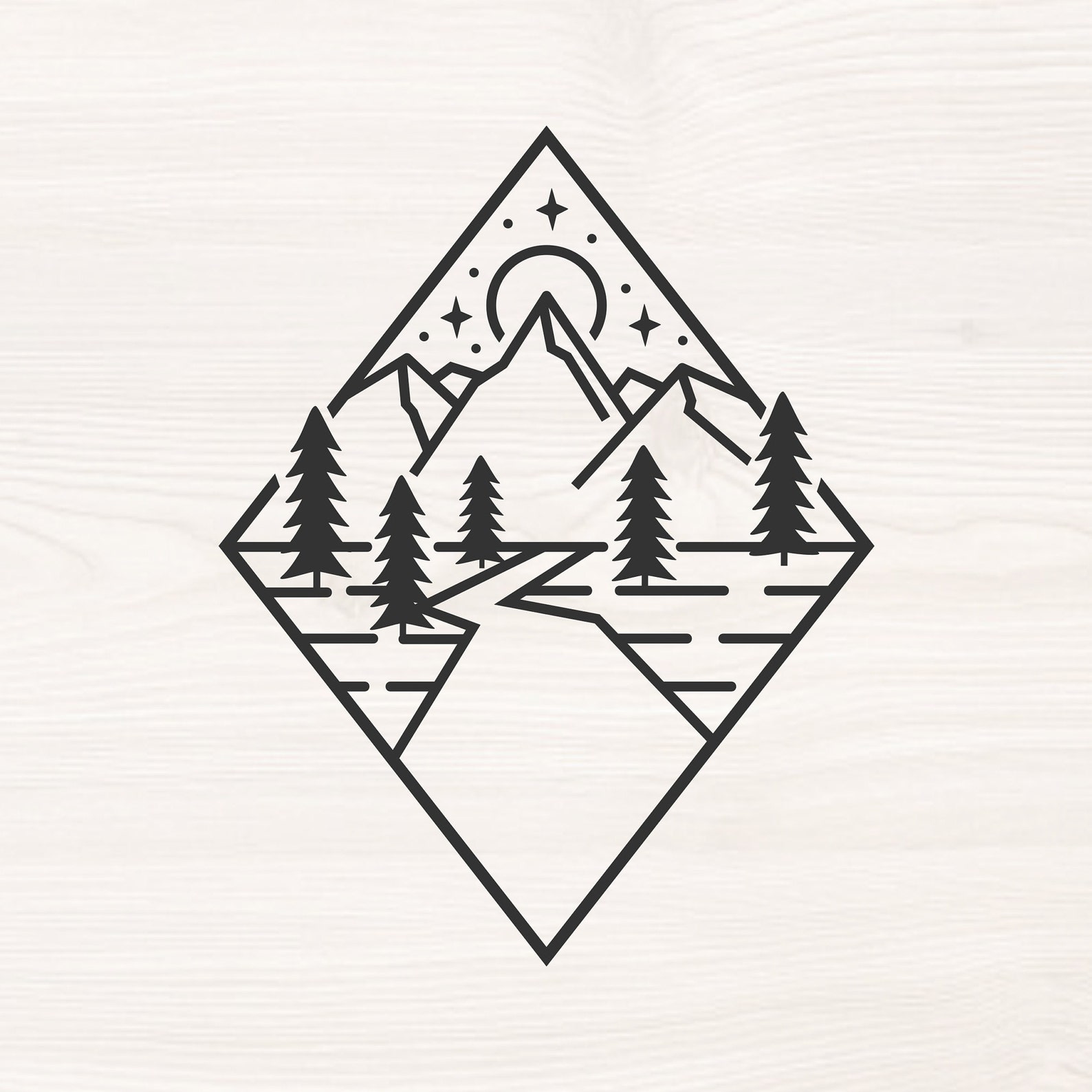 Triangle Mountain Scene SVG PNG Files for Cutting Machines, Line ...