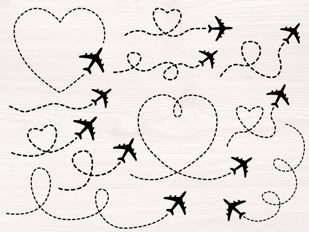 Airplane Path Bundle SVG PNG Files for Cutting Machines, Digital ...