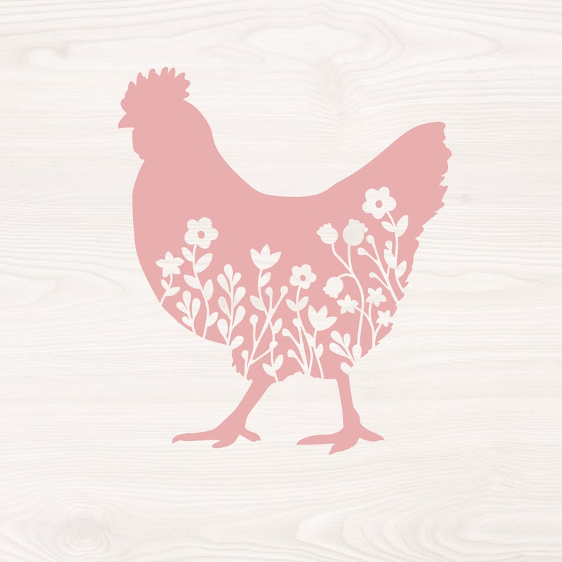 Floral Chicken SVG PNG Files for Cutting Machines, Digital Clipart ...