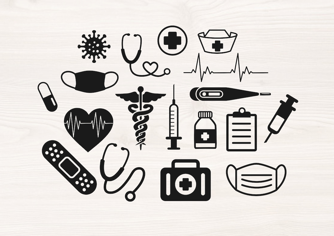 Nurse Medical Tools and Icons Bundle SVG PNG Files for Cutting Machines ...