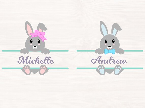 Easter Bunny Split Monogram SVG PNG Files for Cutting | Etsy
