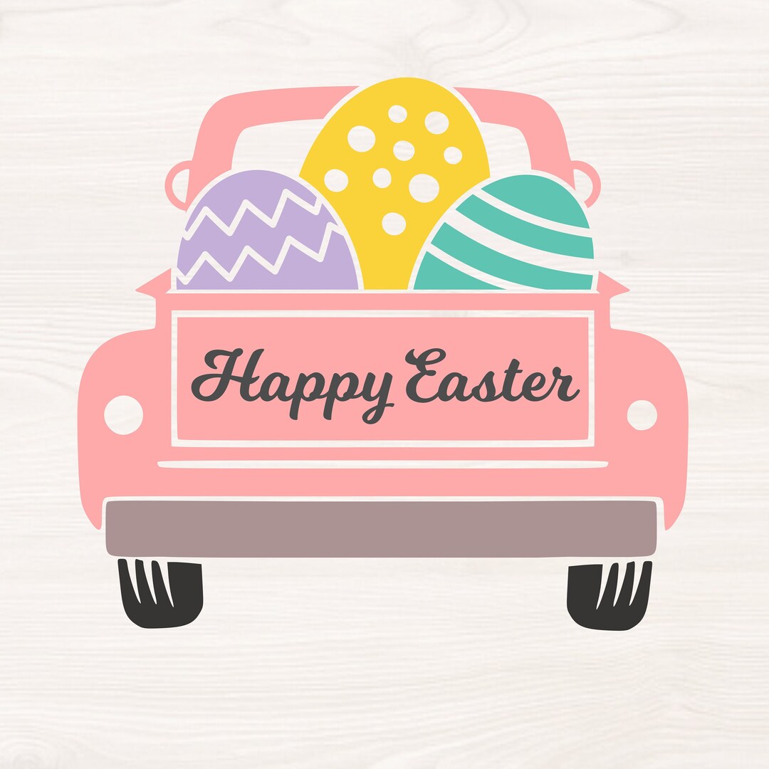 Happy Easter Vintage Truck SVG PNG Files for Cutting Machines, Digital ...