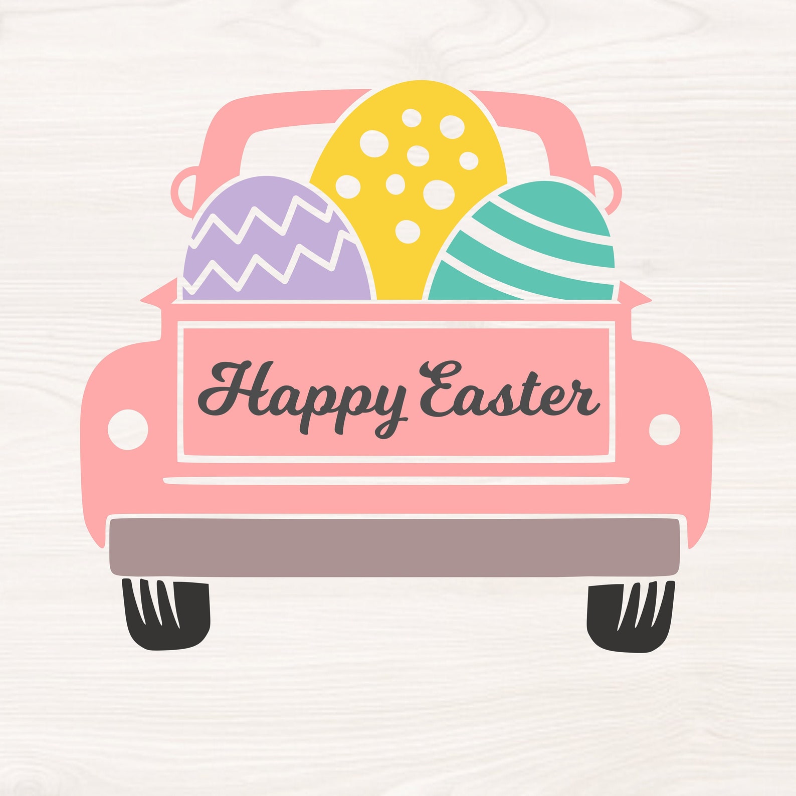 Happy Easter Vintage Truck SVG PNG Files for Cutting Machines, Digital ...