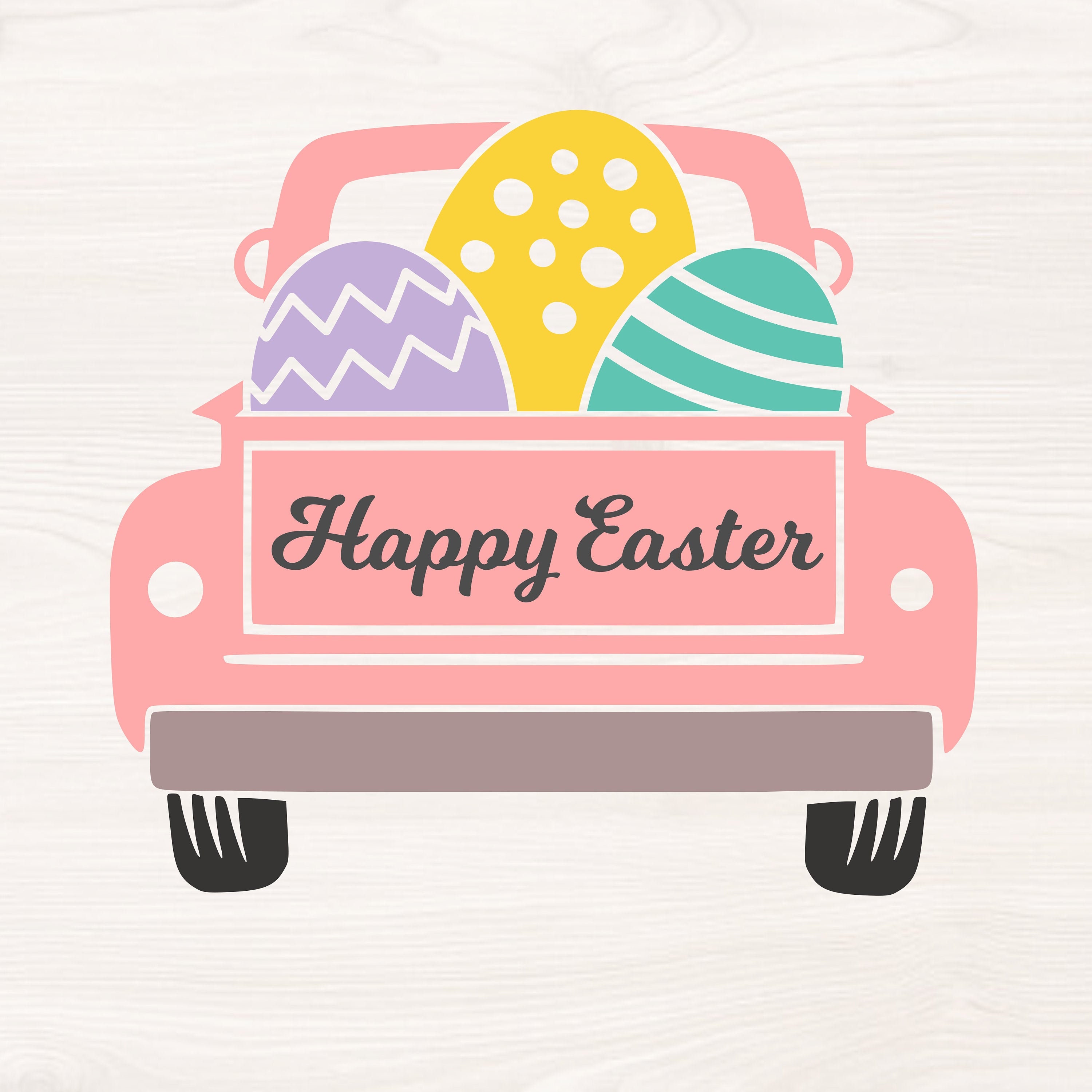 Happy Easter Vintage Truck SVG PNG Files for Cutting Machines, Digital ...