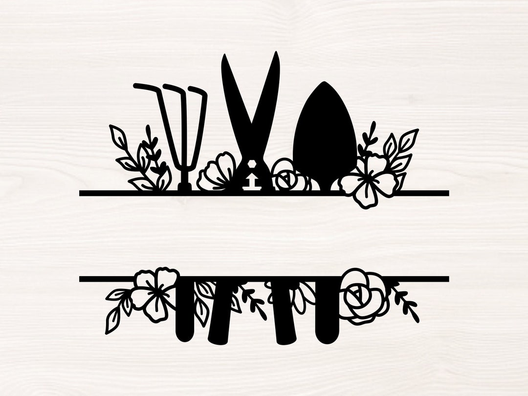 Gardening Floral Split Monogram SVG PNG Files for Cutting Machines ...