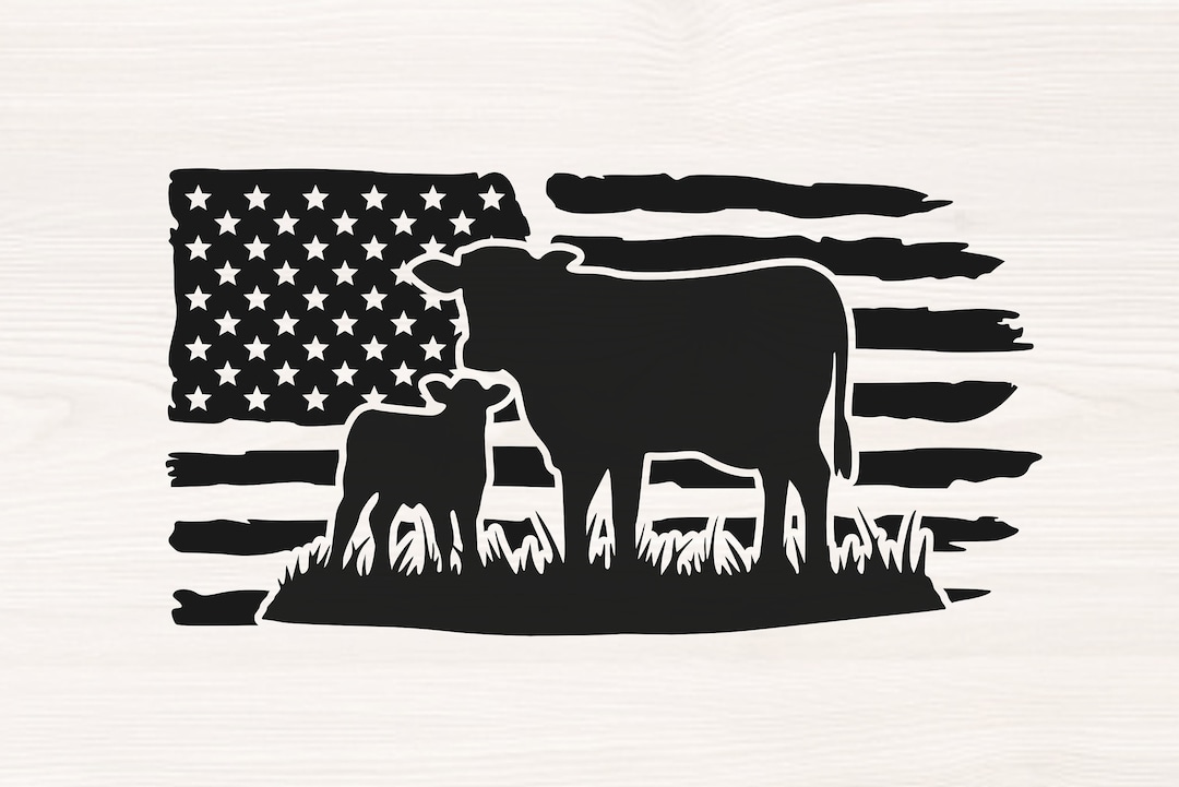 American Cow SVG PNG Files for Cutting Machines, Digital Clipart, Farm ...