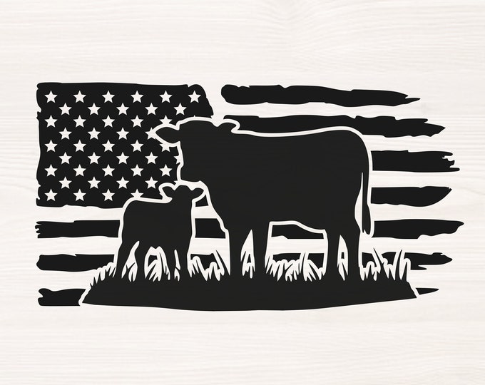 Patriotic Cow Decal Agriculture Stickers Cattle Sticker Cowboy Sticker ...