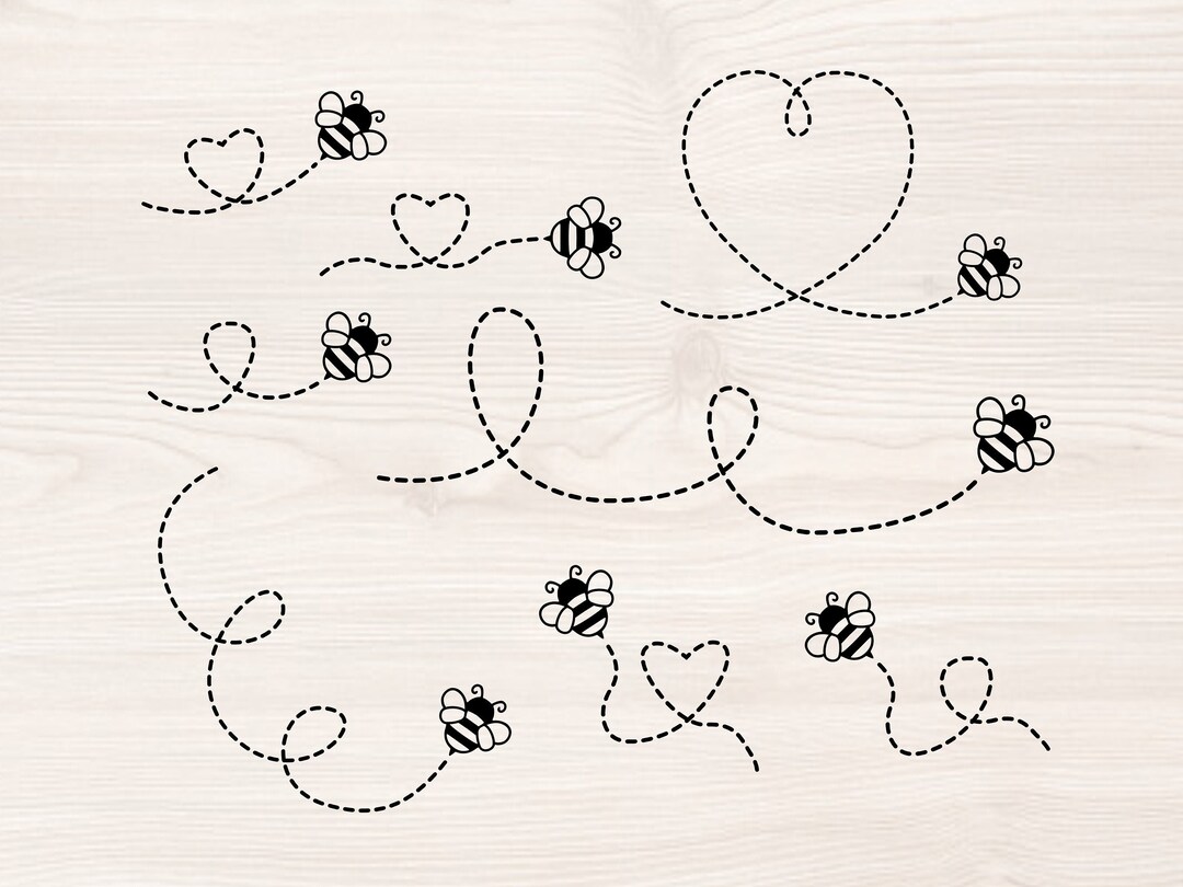 Bee Path Bundle SVG PNG Files for Cutting Machines, Digital Clipart ...