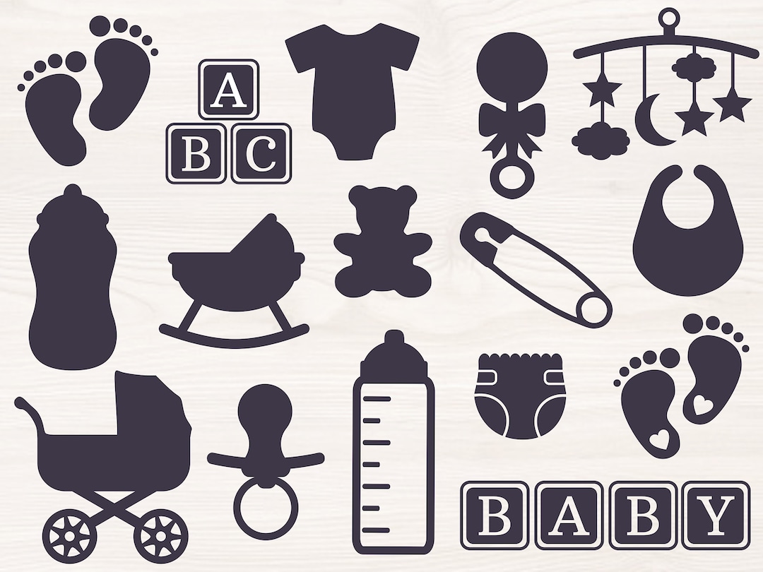 Baby Shower Bundle, SVG PNG Files for Cutting Machines, Digital Clipart ...