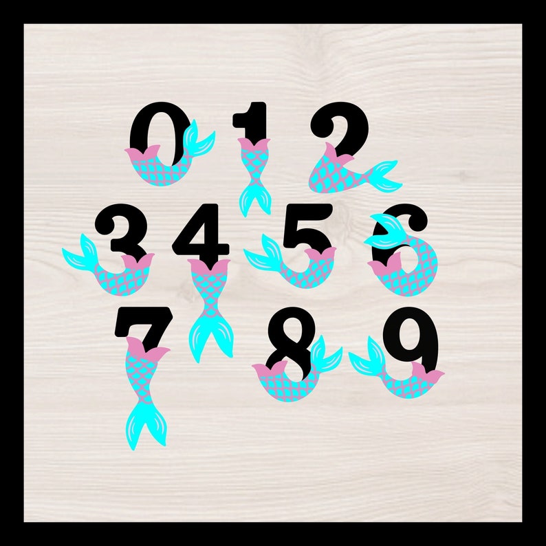 Mermaid numbers SVG PNG Files for cutting machines digital | Etsy