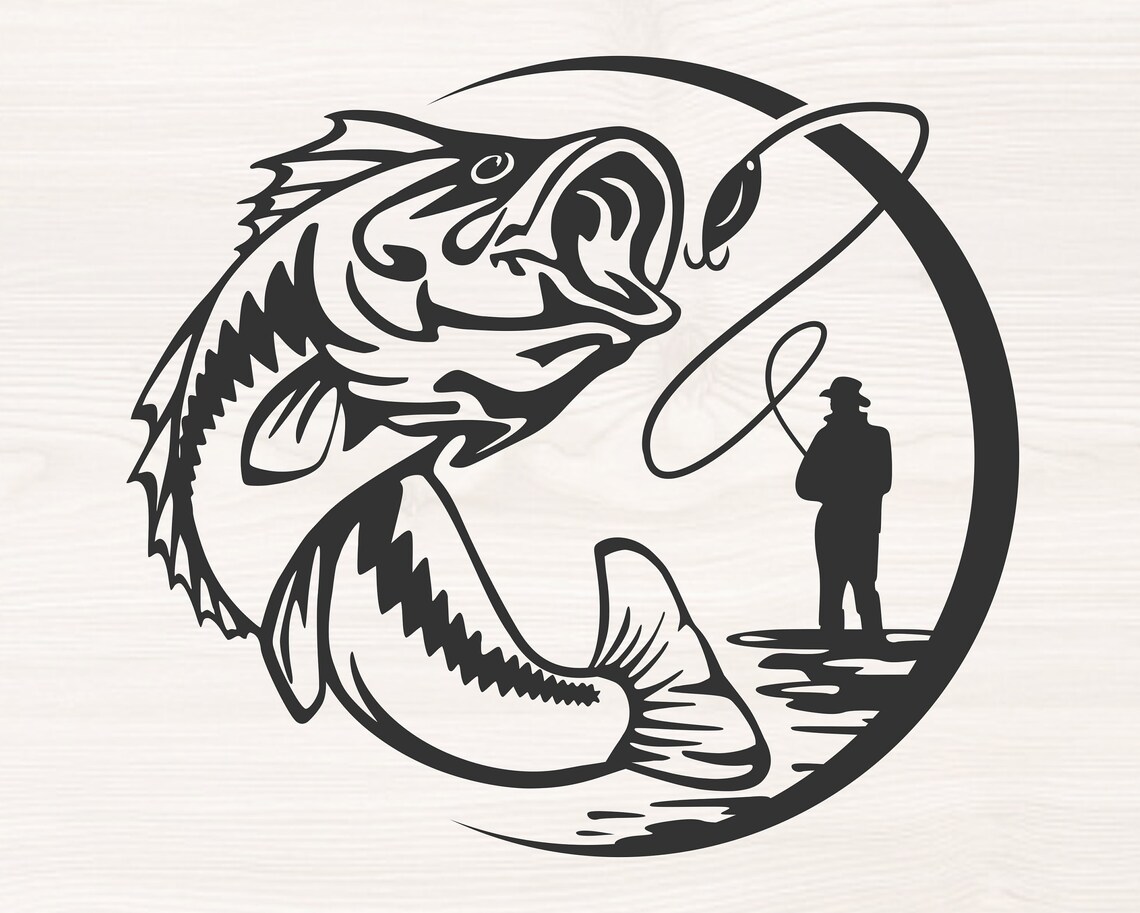 Fly Fishing Scene, SVG PNG Files for Cutting Machines, Digital Clipart ...