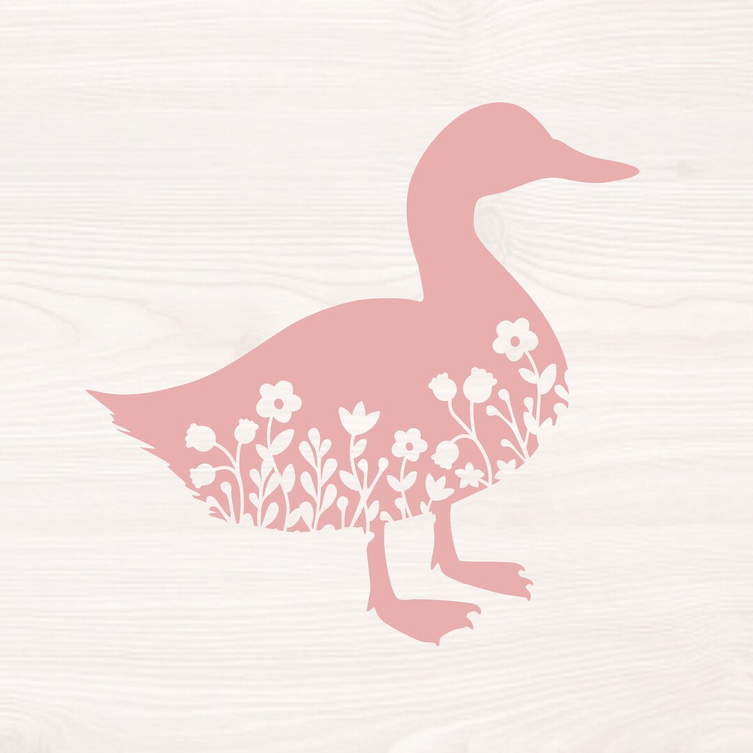 Floral Duck SVG PNG Files for Cutting Machines, Digital Clipart, Farm ...