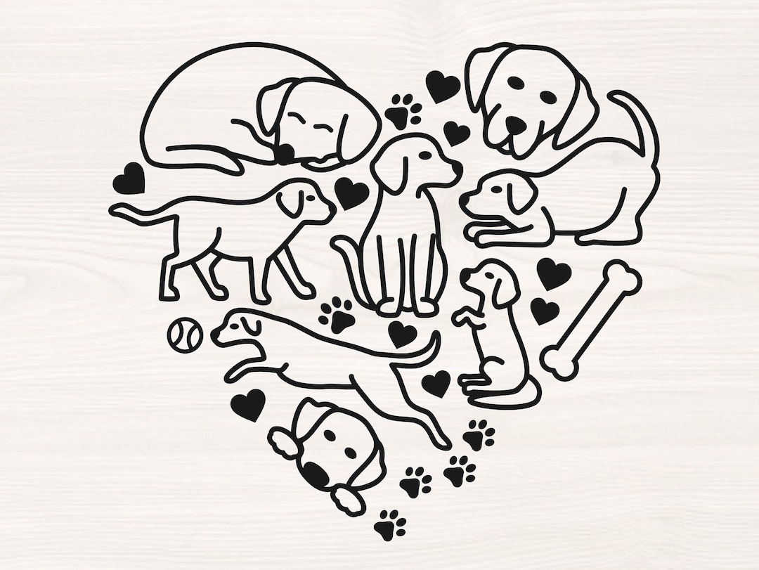 Dog Heart SVG PNG Files for Cutting Machines, Digital Clipart, Heart ...