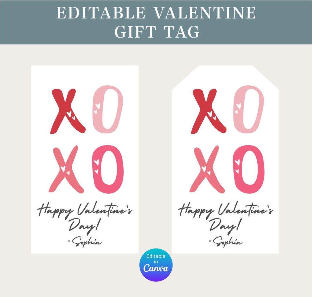 Editable Valentine's Day Gift Tag - XOXO Design (digital Download) - Etsy