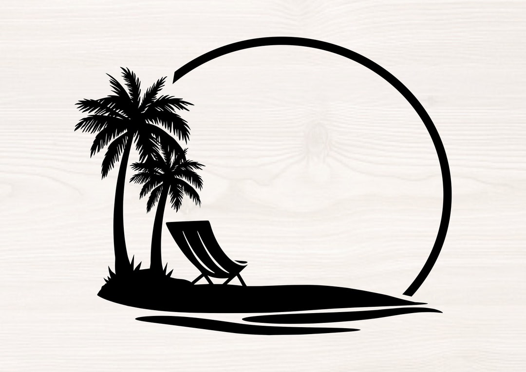 Tropical Island Circle Monogram Frame, SVG PNG Files for Cutting ...