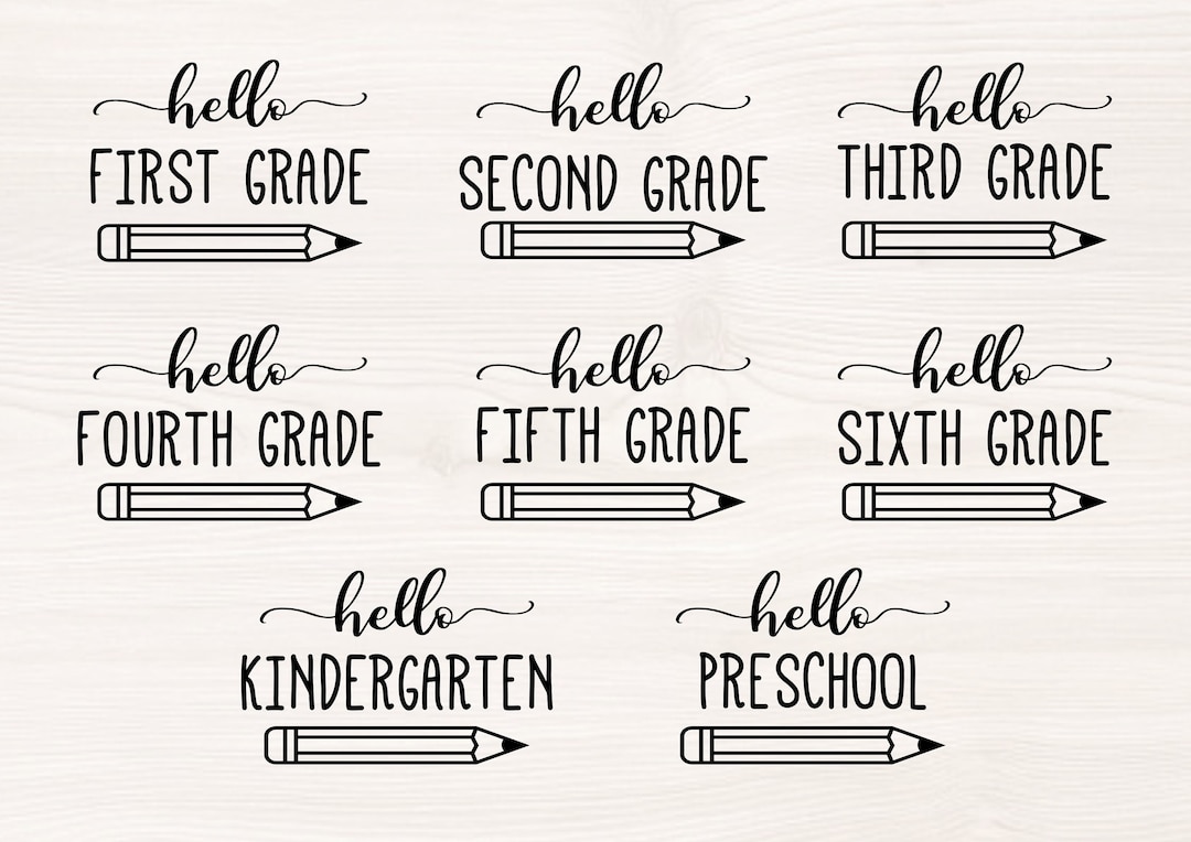 Hello Grade School Bundle SVG PNG Files for Cutting Machines, Hello ...