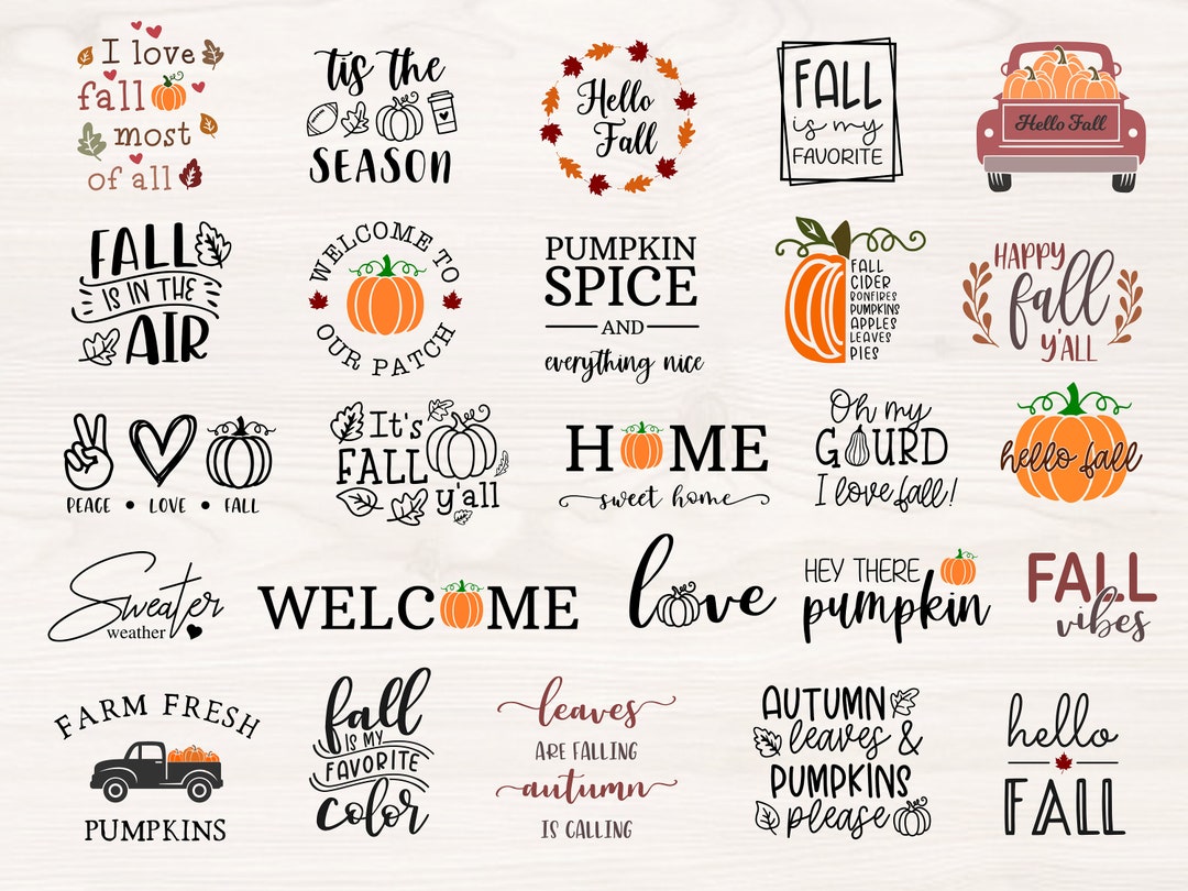 Fall Bundle 25 Designs SVG PNG Files for Cutting Machines, Digital ...