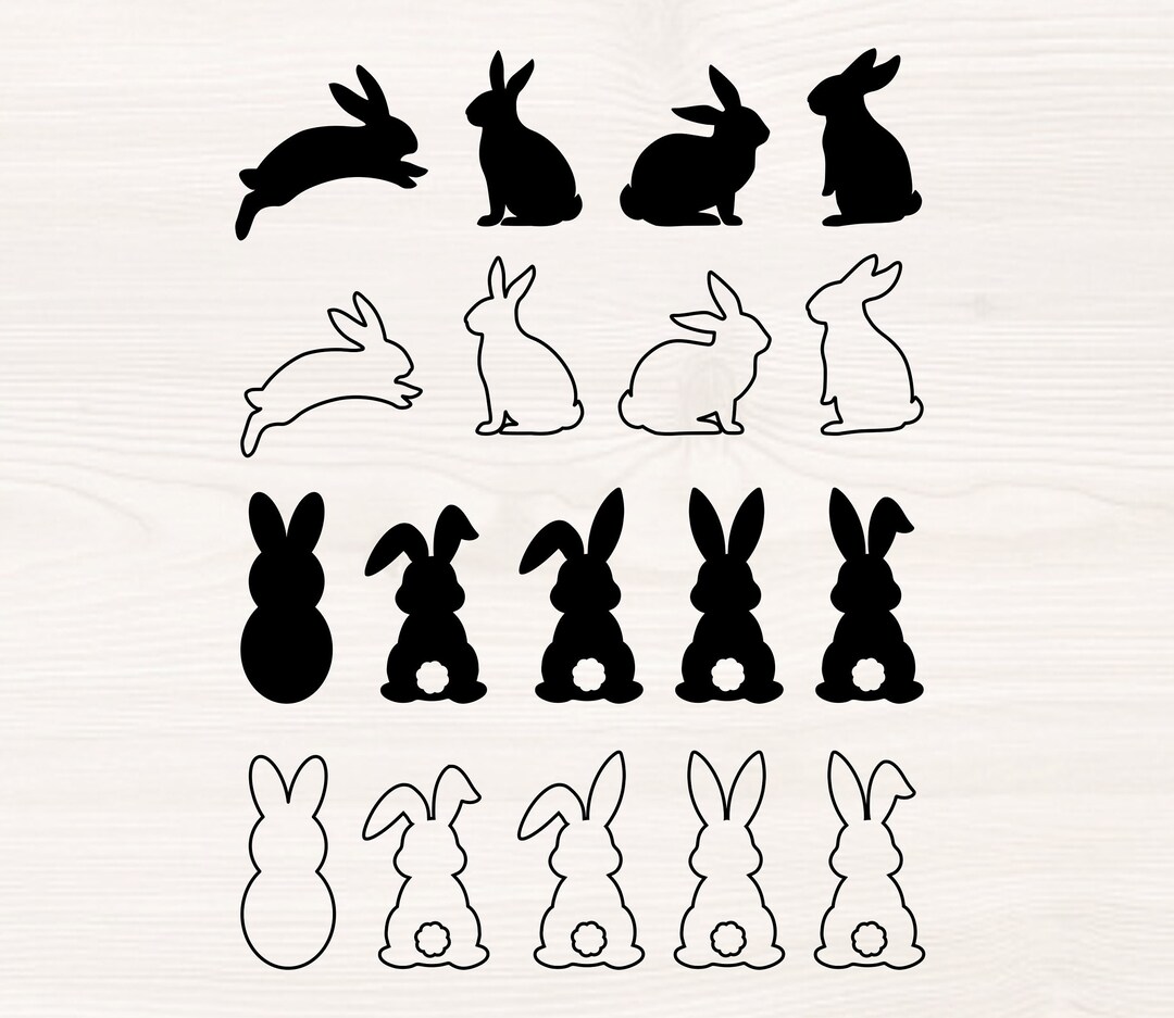 Bunny Bundle SVG PNG Files for Cutting Machines, Digital Clipart ...