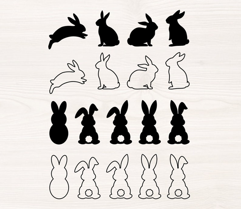 Bunny Bundle SVG PNG Files for Cutting Machines Digital - Etsy
