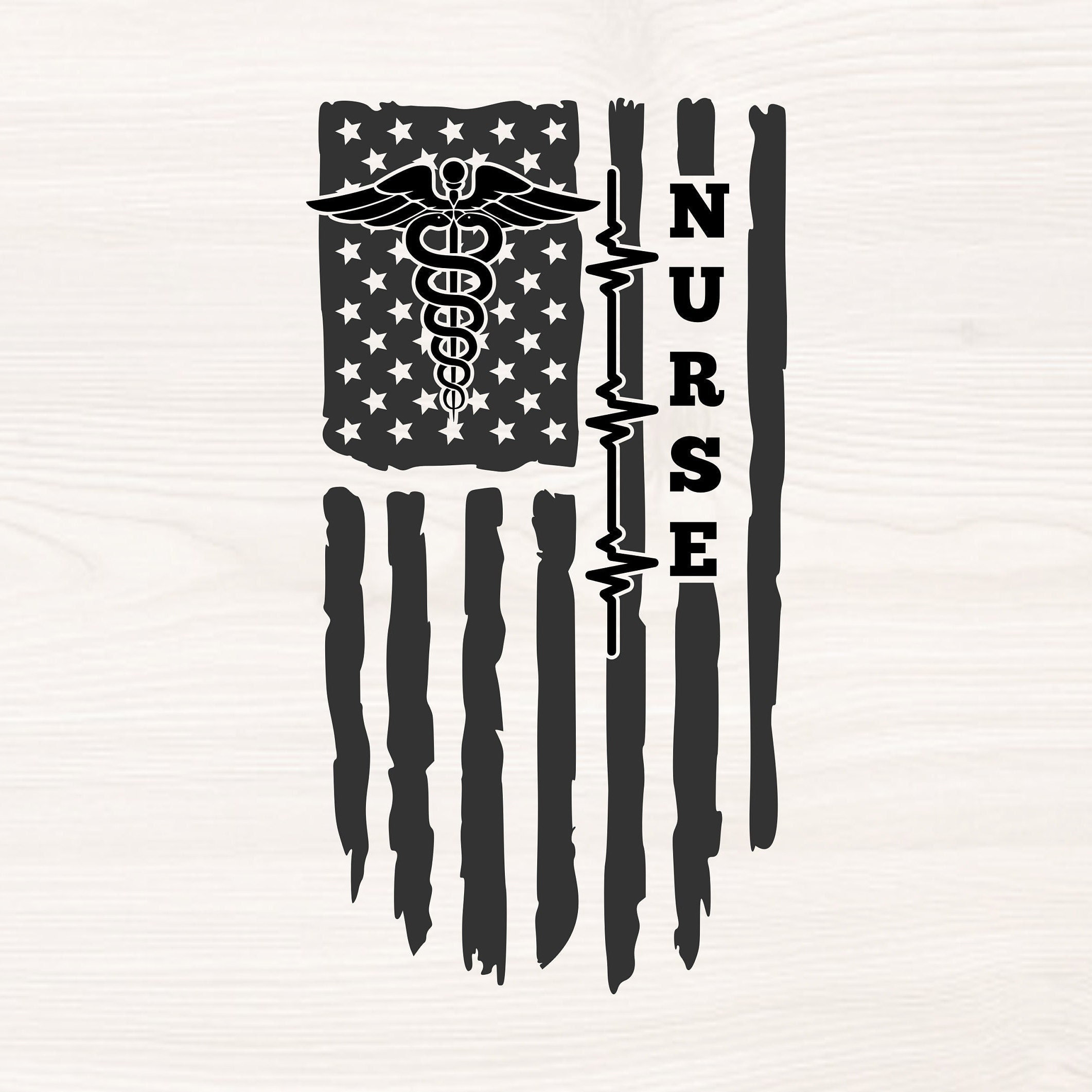 Nurse and Caduceus on American Flag SVG PNG Files for Cutting Machines ...