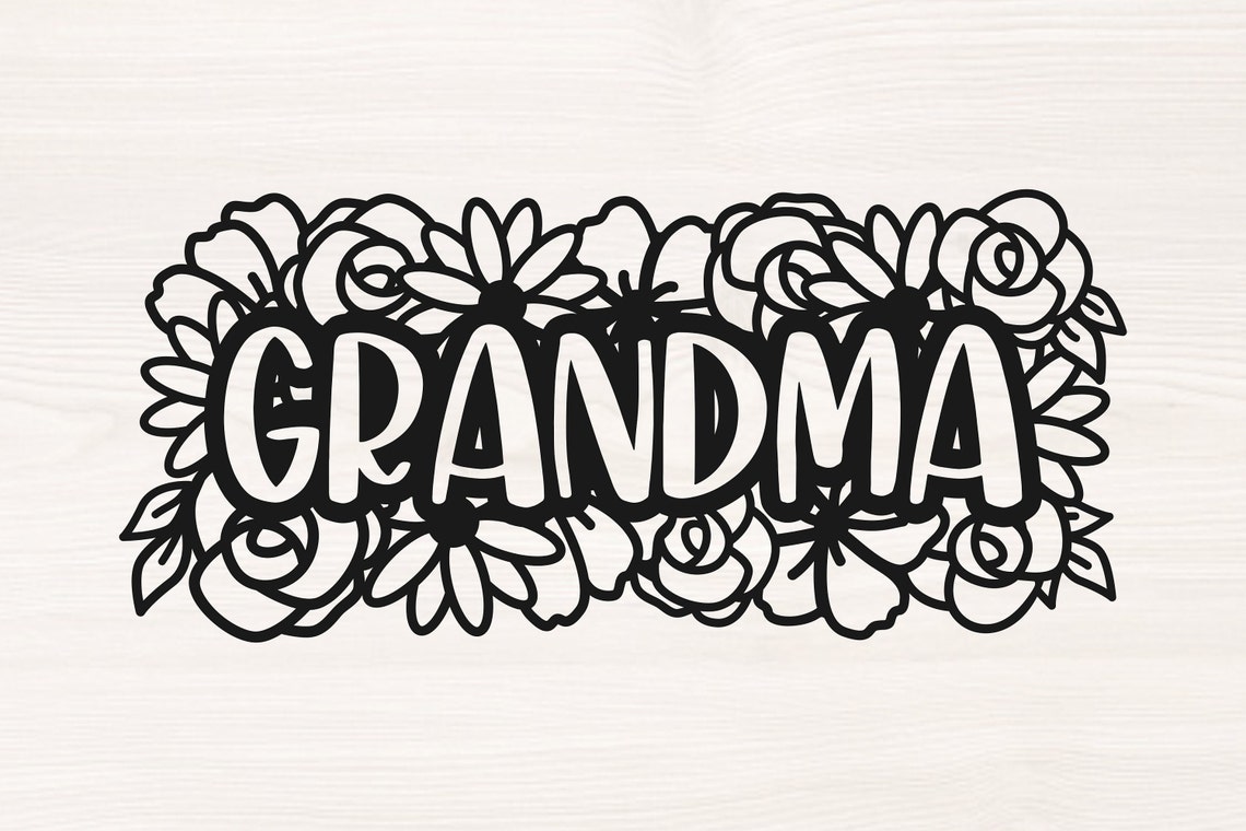 Floral Grandma SVG PNG Files for Cutting Machines, Digital Clipart ...
