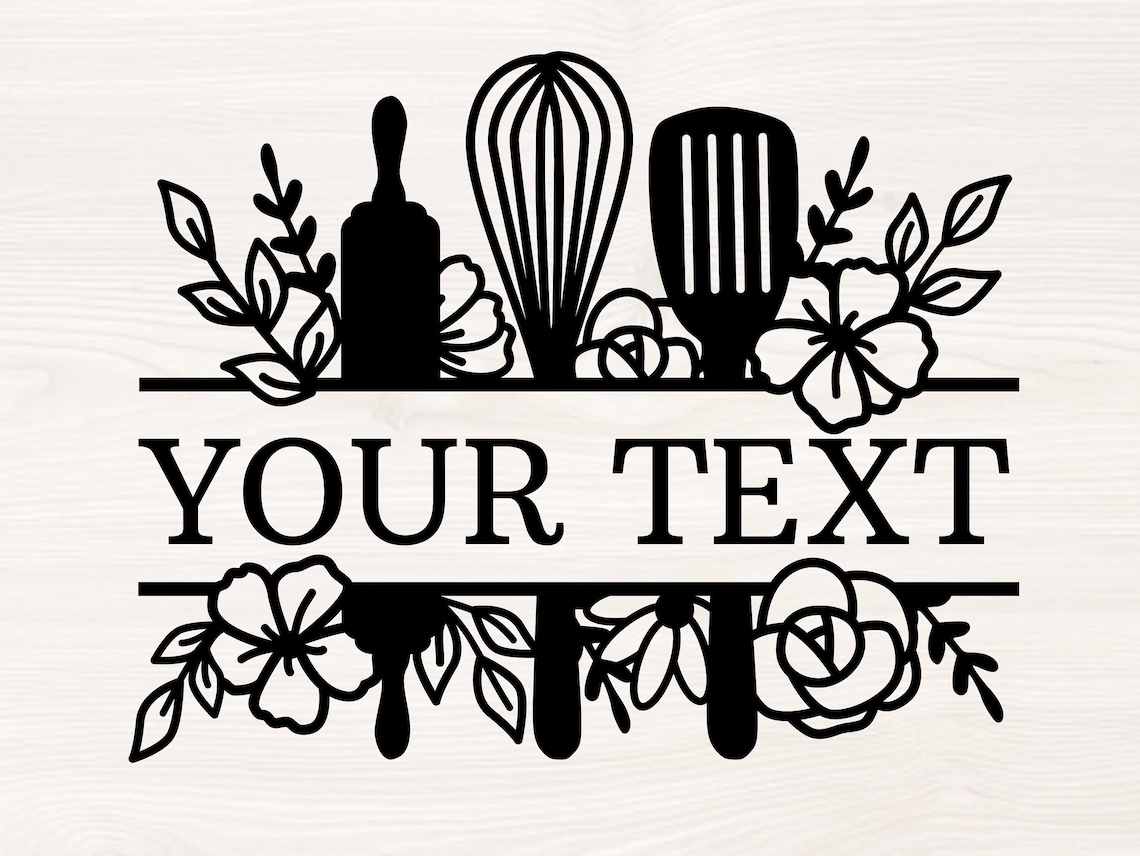Cooking Floral Split Monogram SVG PNG Files for Cutting Machines ...
