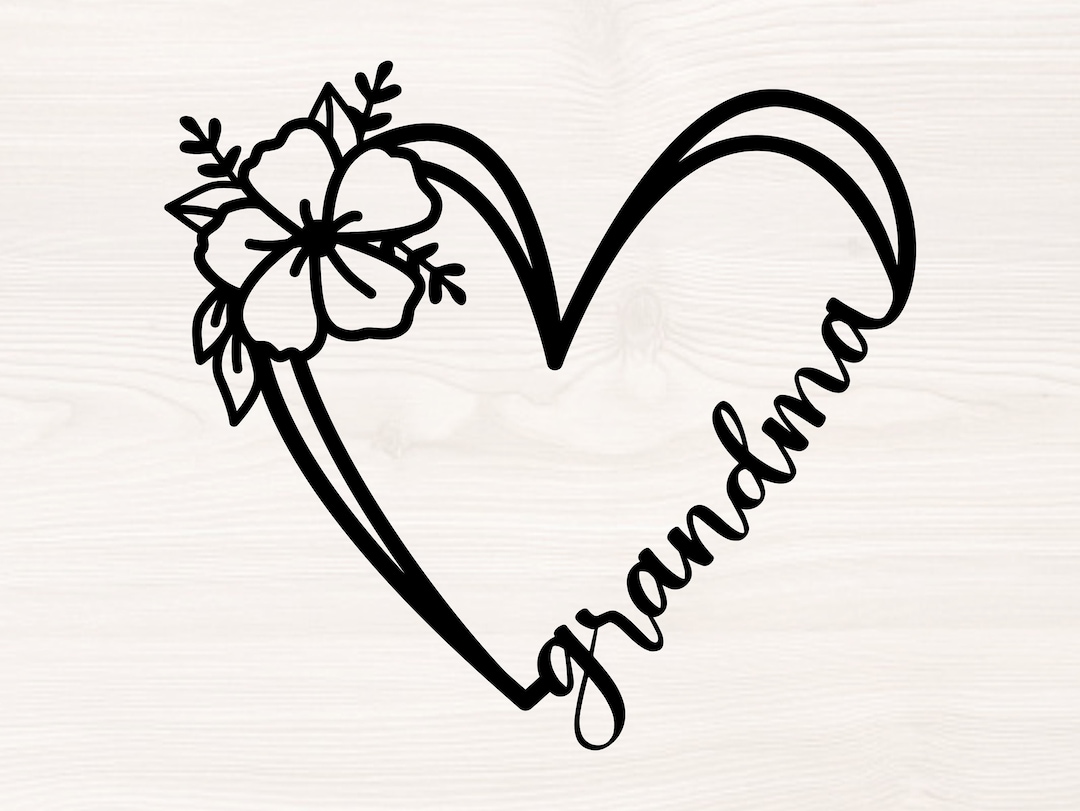 Grandma Floral Heart SVG PNG Files for Cutting Machines, Digital ...