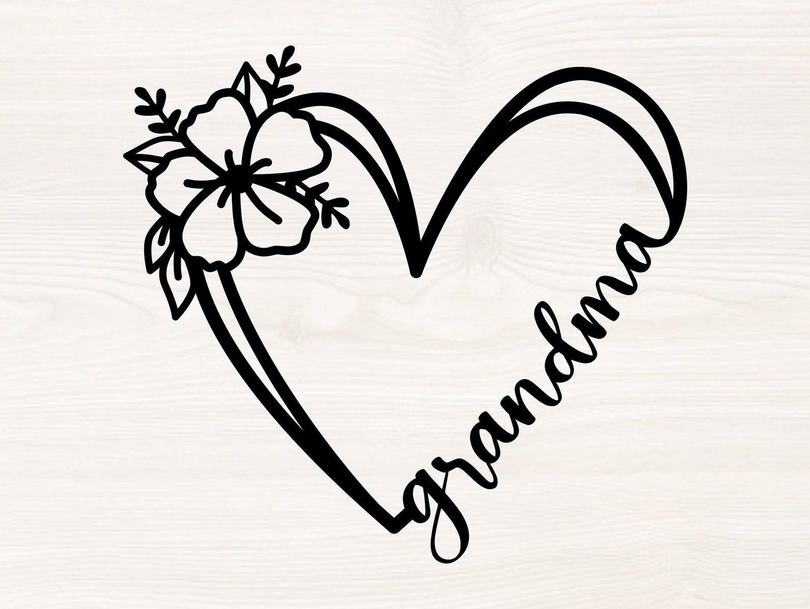 Grandma Floral Heart SVG PNG Files for Cutting Machines, Digital ...